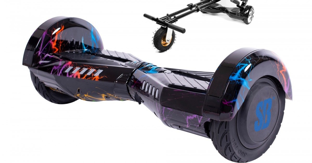 Set Hoverboard cu Scaun, Hoverkart Negru cu Suspensii Duble, Boxe ...